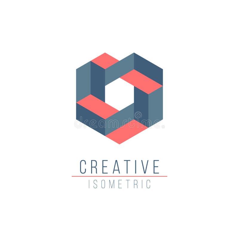 Abstract 3D Optical Illusion Logo Template for Your Company. Isometric ...