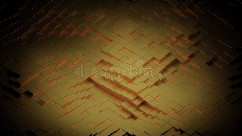 Abstract 3d Orange Background with Displacing Cubic Geometry. Design ...