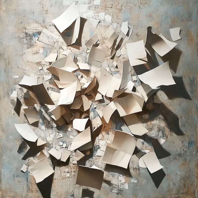 Abstract 3D Paper Art Installation with Dynamic Shapes and Shadows on ...