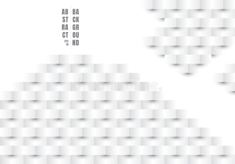 Abstract 3D Paper Art Style White And Gray Rectangle, Pattern Diagonal ...
