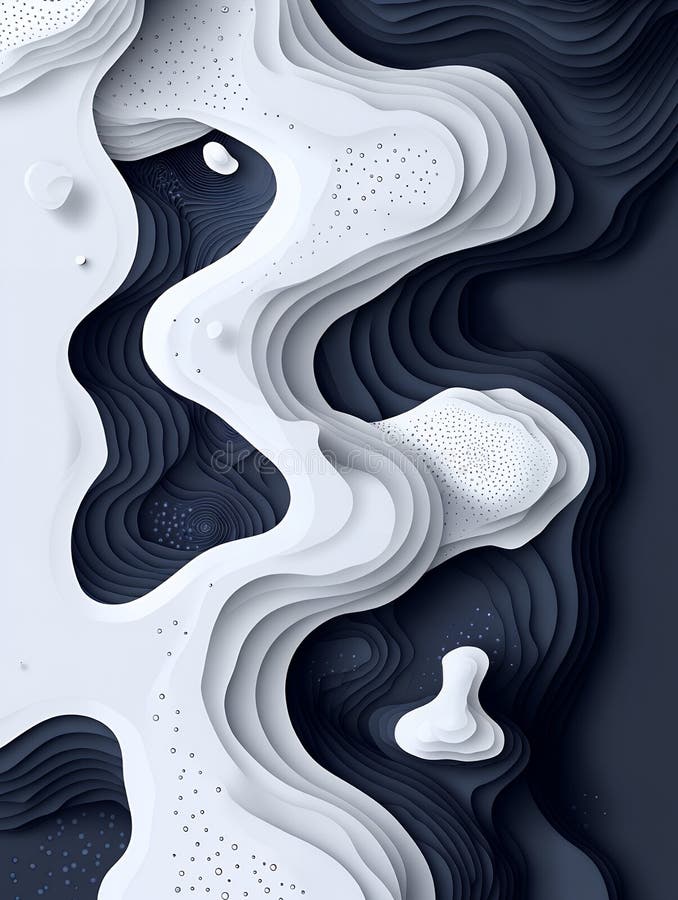 Abstract 3D Paper Cut Art Layers Curves Topography Design Stock ...