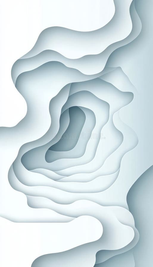 Abstract 3D Paper Cut Background. Topographic Pattern in Light Blue ...