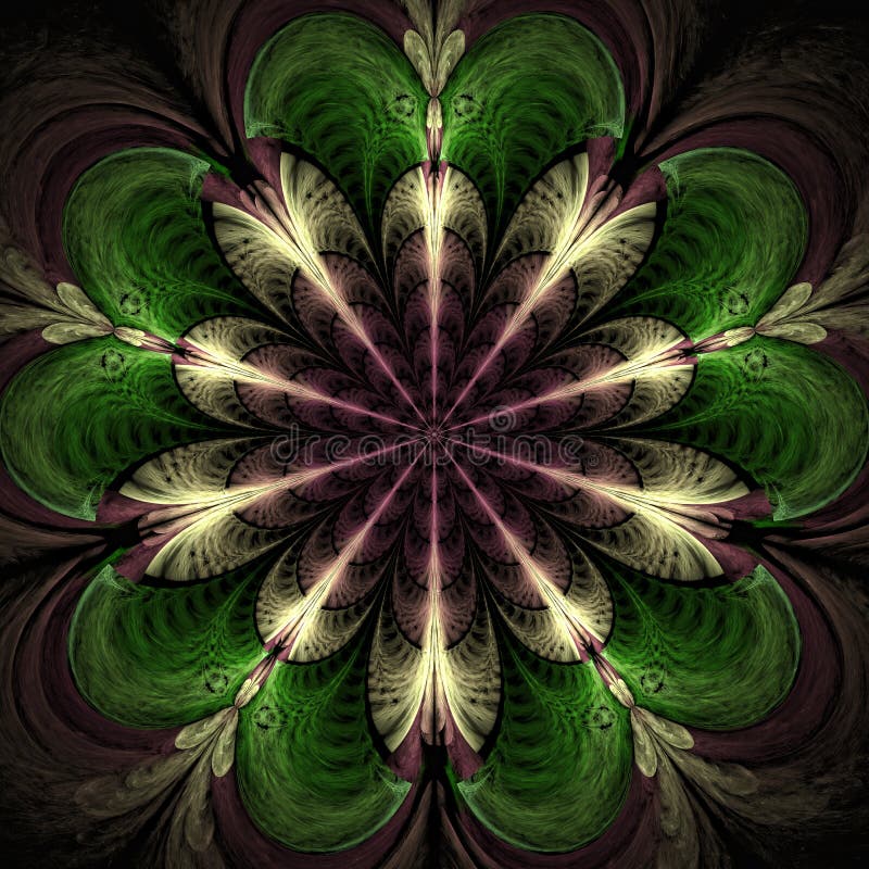 3d Pentagonal Floral Fractal Pattern Stock Illustration - Illustration ...