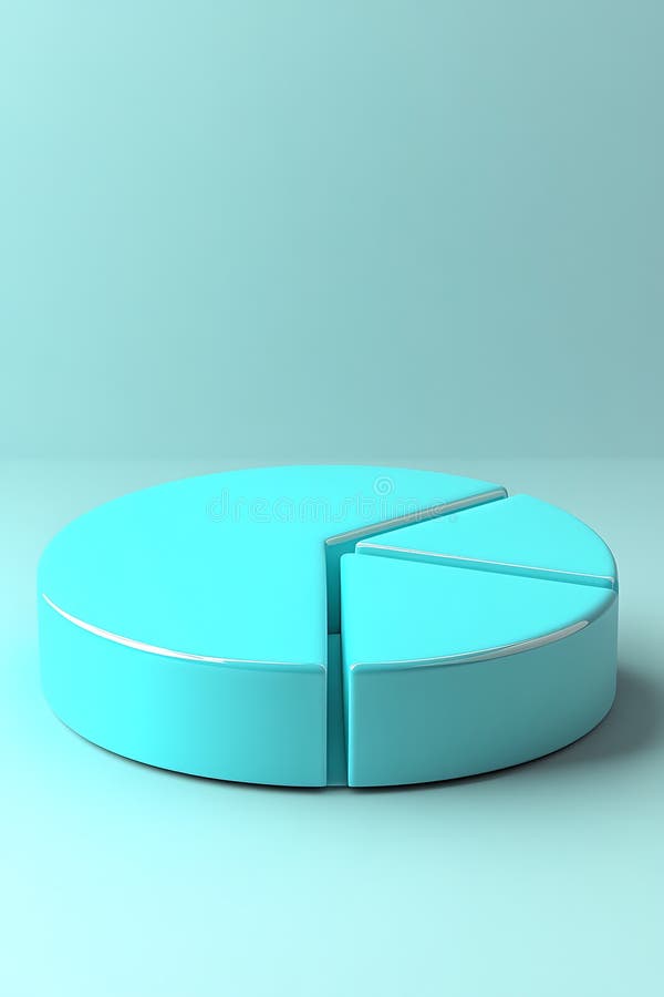 Abstract 3D Pie Chart on a Solid Light Blue Background Stock ...