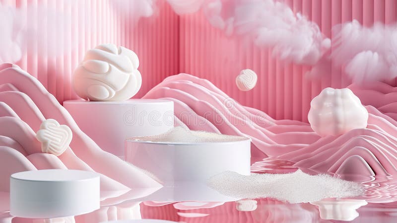 Abstract 3D Pink Cloud Dreamy Setting Stock Illustration - Illustration ...