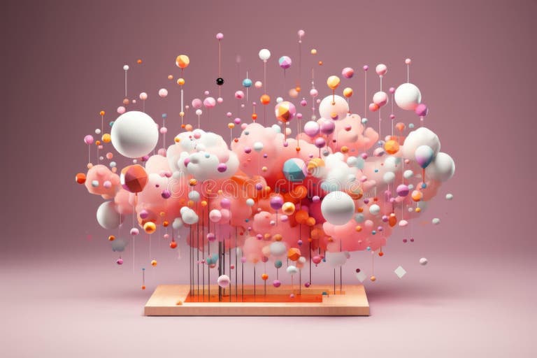 Abstract 3D Pink Exploding Bubbles Art Background Stock Illustration ...