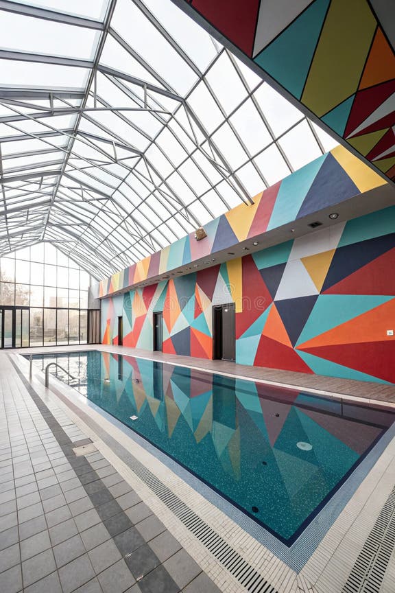 Abstract 3D Pool Design with Geometric Patterns Stock Image - Image of ...