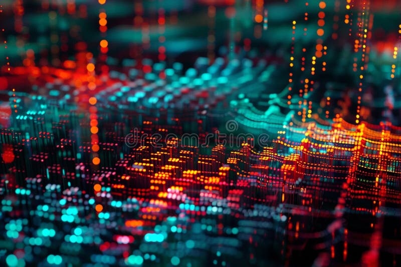 An Abstract 3D Portrayal of Encrypted Data Packets Moving through a ...