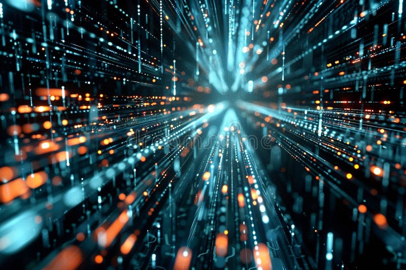 An Abstract 3D Portrayal of Encrypted Data Packets Moving through a ...