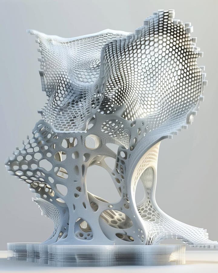115 Abstract 3D Printed Sculpture of Complex Translucent Lattice ...
