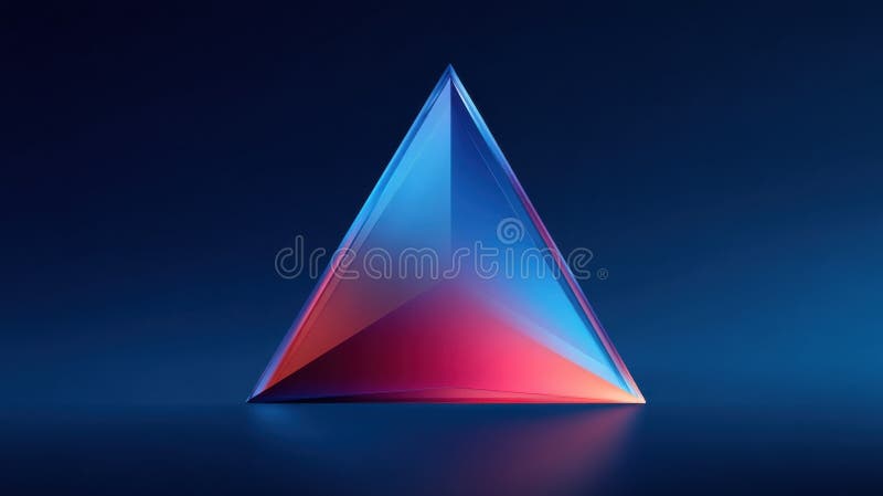 Abstract 3D Pyramid: Blue and Red Gradient Geometric Shape Digital Art ...