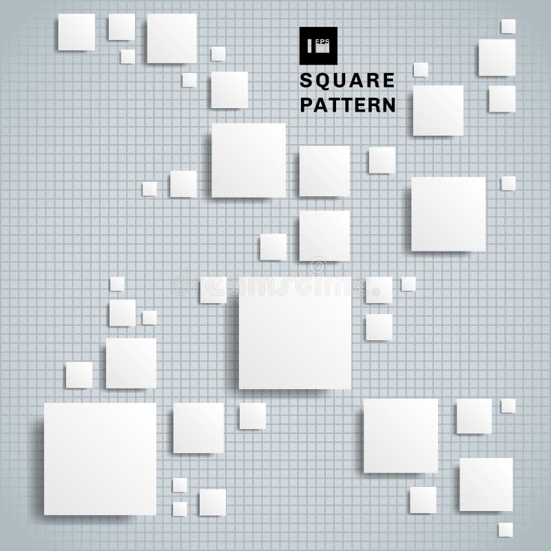Abstract 3D Realistic Geometric Shape White Paper Square Pattern with ...