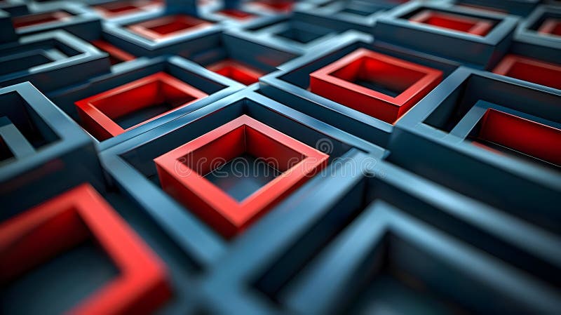 Abstract 3D Red and Blue Square Pattern Illustration Stock Illustration ...