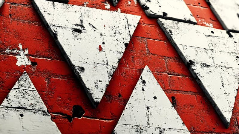 Abstract 3D Red Brick Wall with White Triangles Stock Illustration ...