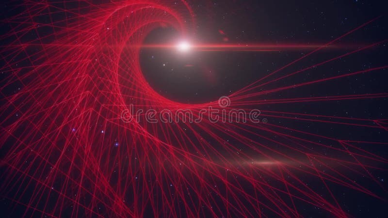 3D Red Wireframe Spiral Grid in Outer Space Loopable Background Stock ...
