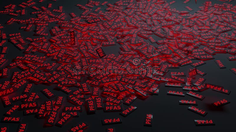 Abstract 3D Render Animation. PFAS Words Falling from Top Stock Video ...