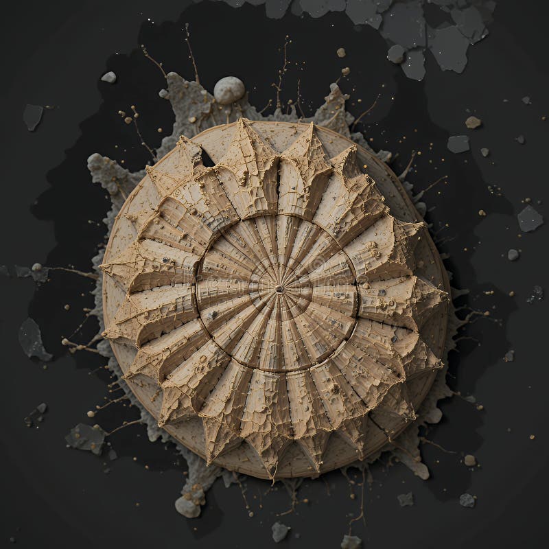 Abstract Beige Geometric Mandala Splash 3D Render Dark Gray Background ...