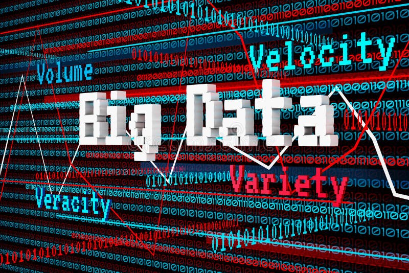 Abstract 3d Render Big Data, Volume, Velocity, Variety, Veracity Stock ...