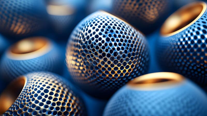 Abstract 3D Render Blue Gold Sphere Texture Stock Illustration ...