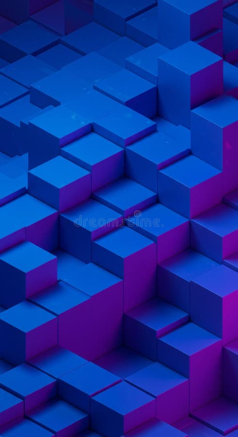 Abstract 3D Render of Blue and Purple Cubes Stock Illustration - Illustration of abstract, light ...