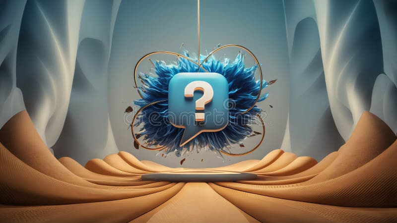 Abstract 3D Render, Blue Question Mark in Gold High Quality Image Stock Illustration ...