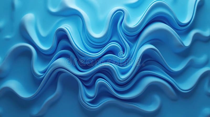 Abstract 3D Render of Blue Wavy Cloth in Ripple Form Stock Illustration ...