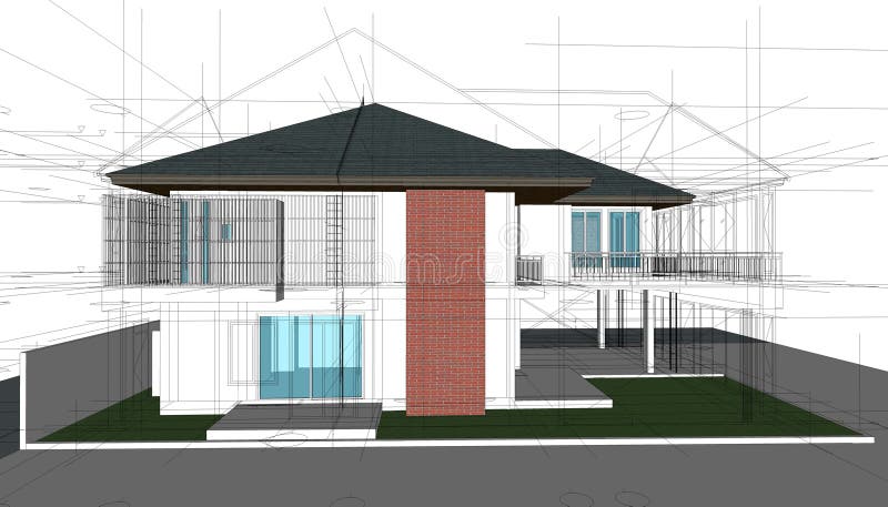 Abstract 3D Render of Building Structure. Construction Graphic Idea ...