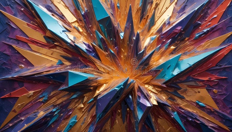 An Abstract 3D Render of a Colorful, Crystalline Explosion Bursting ...