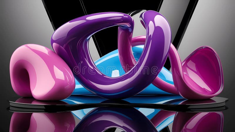Abstract 3D Render of Colorful Glossy Shapes Stock Illustration ...