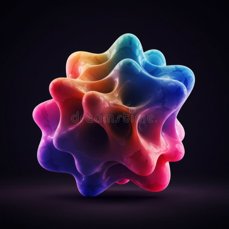 Abstract 3D Render of a Colorful Organic Shape Stock Illustration ...