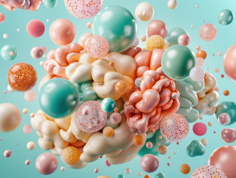 Abstract 3D Render of Colorful Spheres and Blobs, a Thought Game ...