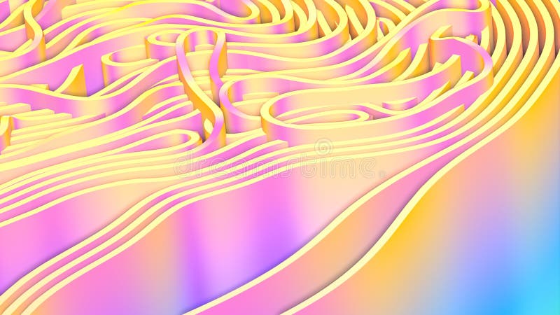 Abstract 3D Render Colorful Splines Rows Light and Shadow Curves ...