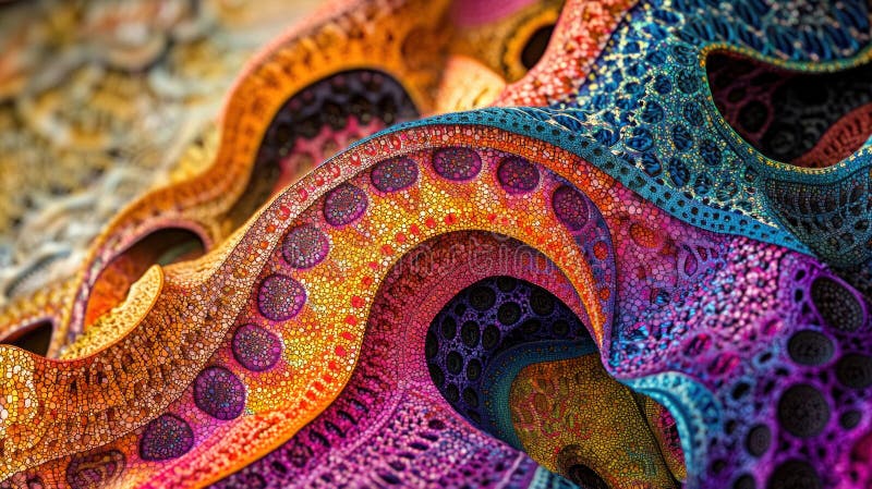 Abstract 3D Render of Colorful, Textured Fractal Pattern Stock Illustration - Illustration of ...