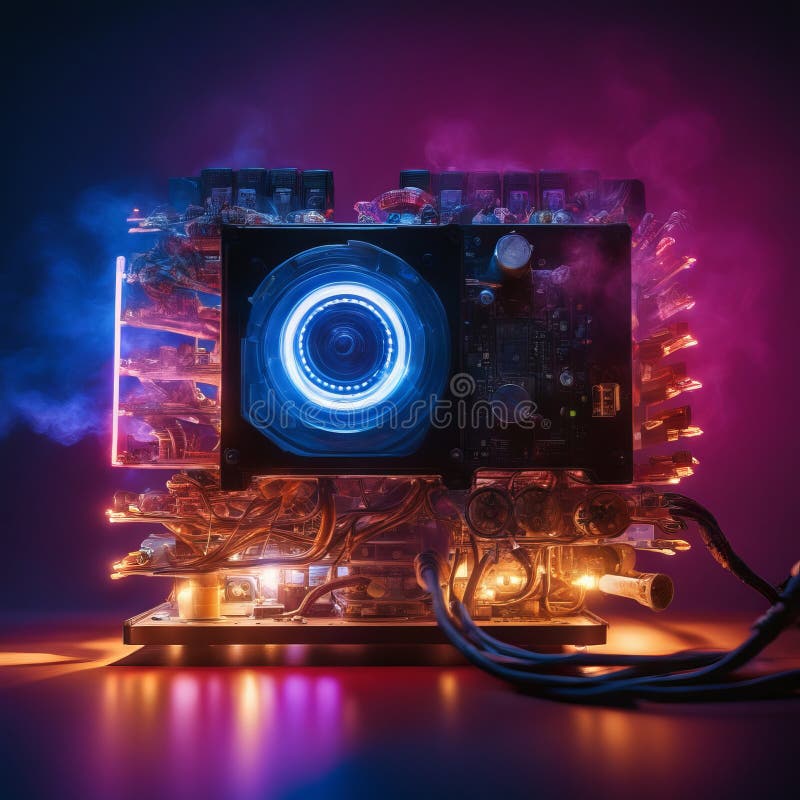 Abstract 3d Render of the Computer Technology Background Close Up a ...