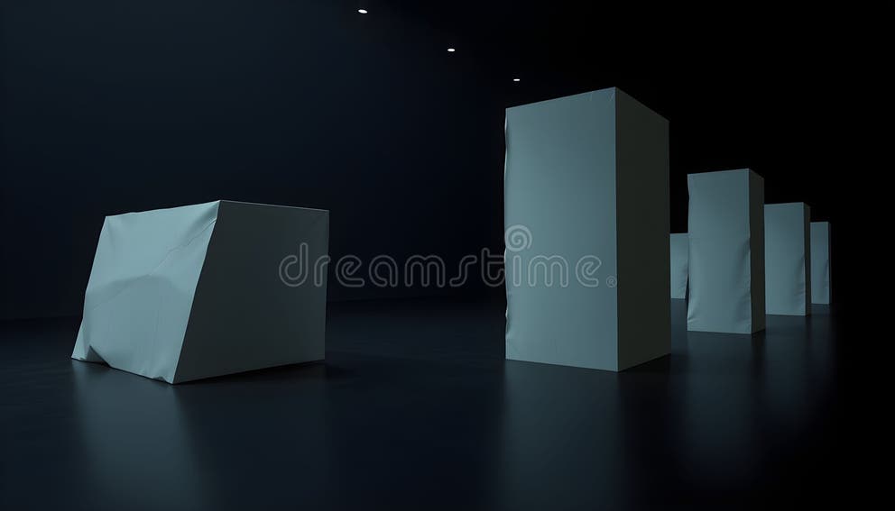 Abstract 3D Render of Cryptic Cuboid Structures in a Dark Setting Stock ...