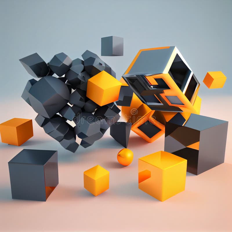 Abstract 3d Render Cube Shape Geometric Background Stock Illustration Illustration Of