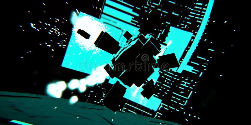 Abstract 3D Render Cubical Structure Exploding Bright Turquoise ...