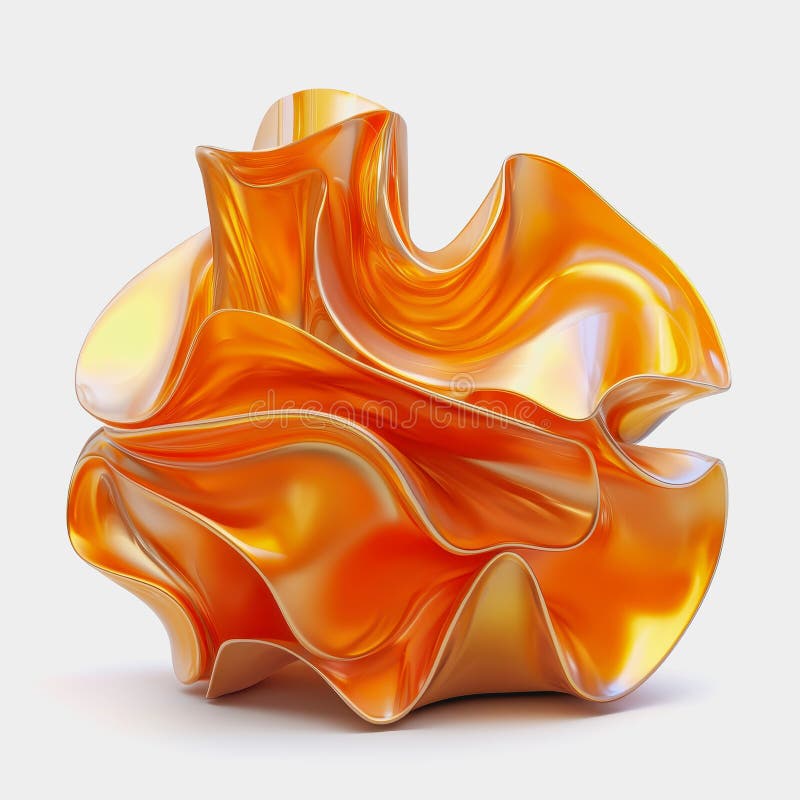 Abstract 3D Render of a Curved Form in Vibrant Orange with a Smooth ...