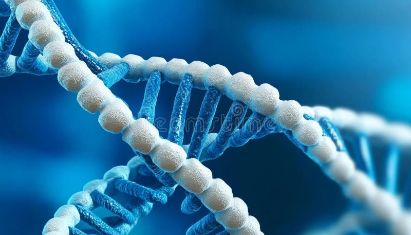 Abstract 3D Render of a DNA Double Helix Chain, Illustrating Molecular ...