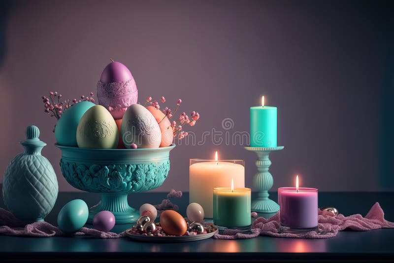 Abstract 3d Render of Easter Items. Holiday and Vacation Concept Stock ...