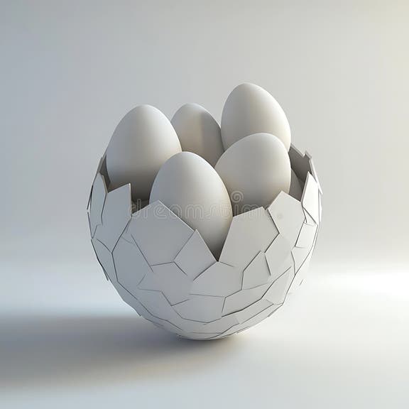 Abstract 3D Render Eggs in a Fragmented Sphere a Minimalist Image of ...