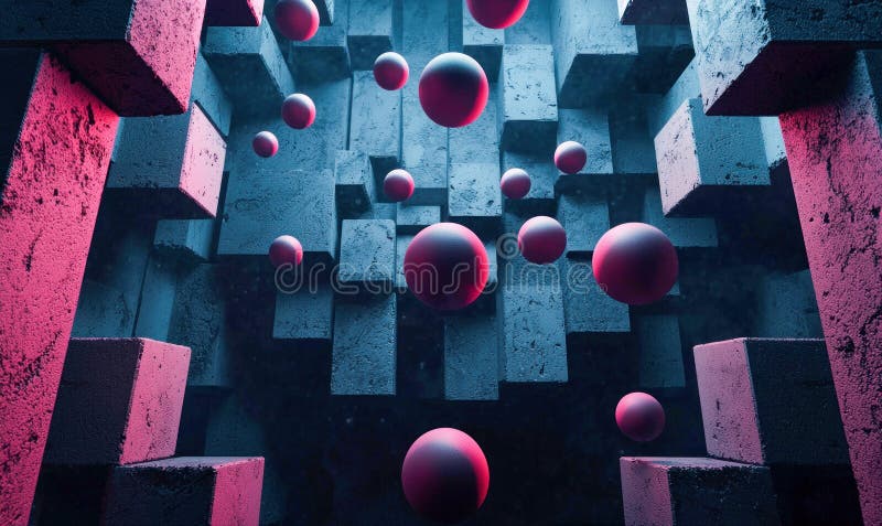 Modern Abstract 3D Render with Floating Spheres and Geometric Shapes ...