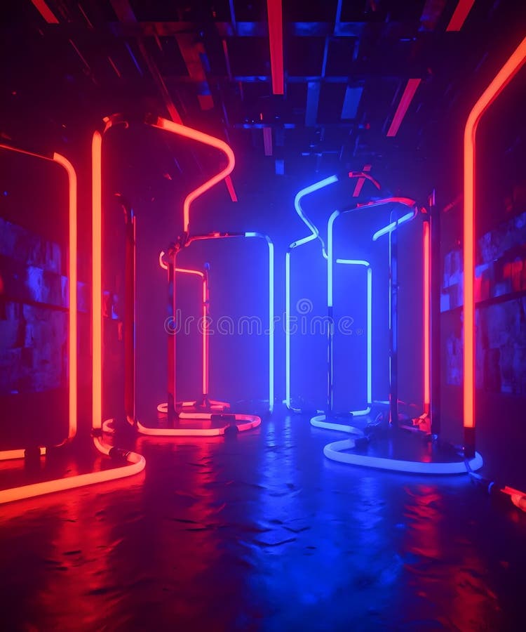 3d Render, Laser Show, Night Club Interior Lights, Stock Illustration ...