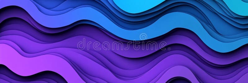 Abstract 3D Render of Flowing Waves in Indigo and Cobalt Hues, Layered ...