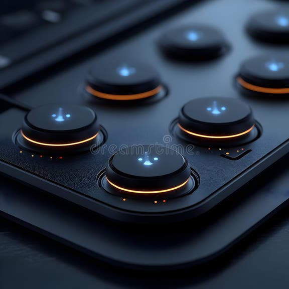 Abstract 3D Render of a Futuristic Control Panel with Glowing Buttons ...