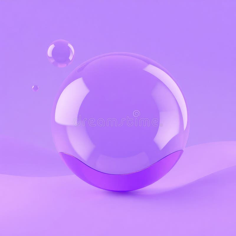 Abstract 3D Render of Glossy Purple Sphere with Bubbles, Ripples ...