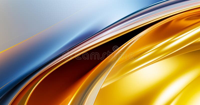Abstract 3d Render Glossy Reflective Metallic Organic Curve Wave in ...