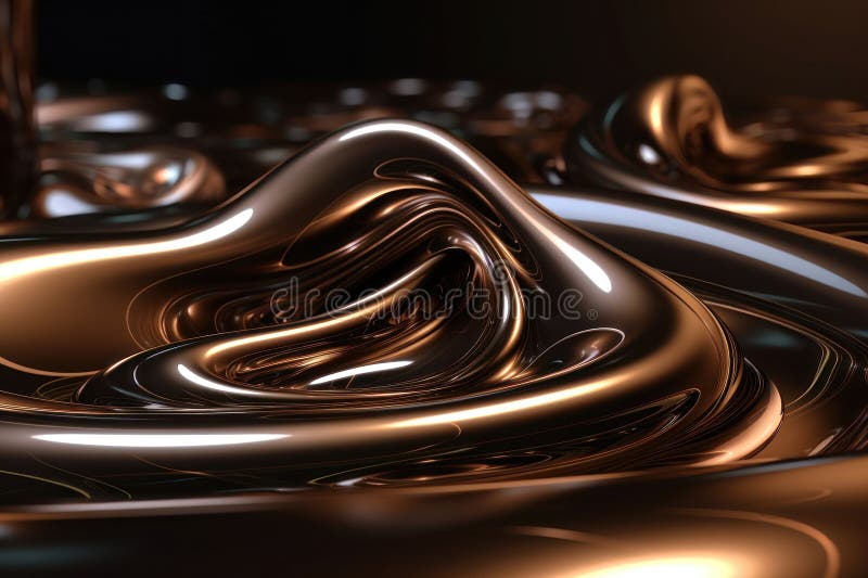 Abstract 3d Render, Glossy, Reflective Metallic, Organic Curve Wave in ...