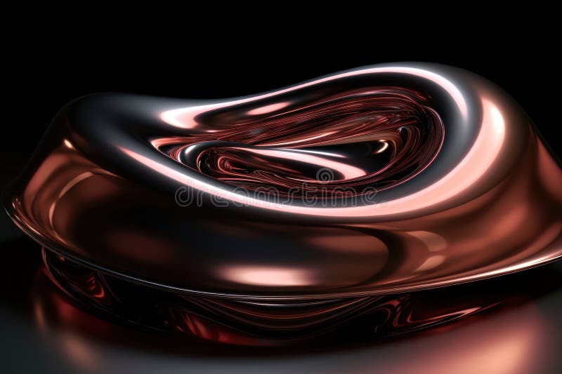 Abstract 3d Render, Glossy, Reflective Metallic, Organic Curve Wave in ...