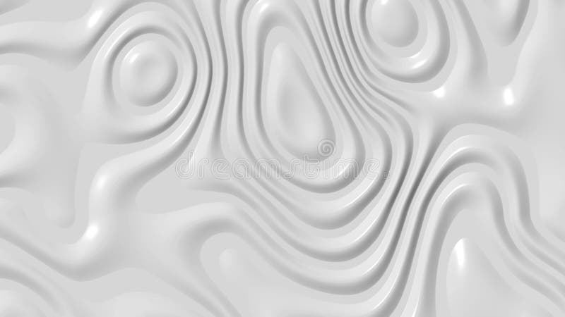 Abstract 3d Render. Glossy White Plastic Surface Deforming, Waving, and ...